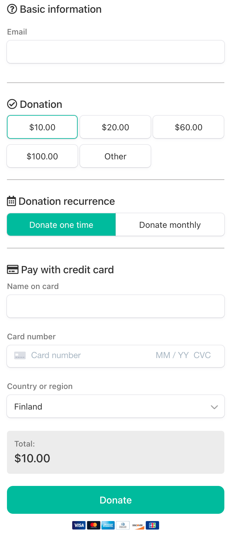 Checkout form templates for small businesses - PayForm